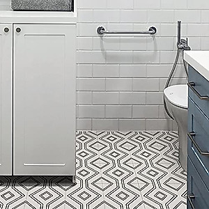 12 Pcs Peal and Stick Frosted Vinyl Wall Tile Transfer Backsplash Sticker, Self-Adhesive Floor Sticker for Kitchen Bathroom, Double Line, 6x6inch (15x15cm)