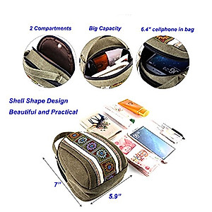 Goodhan Embroidery Canvas Crossbody Bag Cell phone Pouch Coin Purse for Women Girls,Army Green