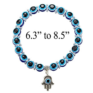 kelistom Evil Eye Hamsa Hand Bracelet for Protection and Luck Handmade Link Bracelets for Women Men Amulet Jewelry