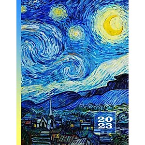 2023: Week To View With Hourly Schedule | Weekly Planner January - December | 8.5 x 11 Dated Agenda | Appointment Calendar | Organizer Book | Van Gogh Starry Night