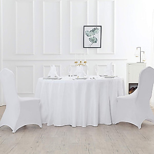 120 inch Round Tablecloth Washable Polyester Table Cloth Decorative Table Cover for Wedding Party Dining Banquet (120 inch,White)