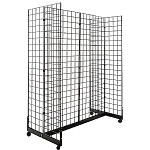 Only Hangers Gridwall Panel Display Fixture with Gondola Base - Black Grid Gondola Unit with Casters