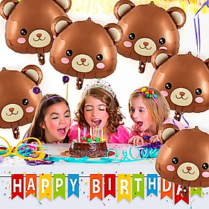 10 Pcs Large Bear Balloons,22 Inch Bear Head Balloon Brown Bear Foil Balloons,Bear Shaped Animal Balloons for Birthday Party Baby Shower Jungle Theme Party Decoration