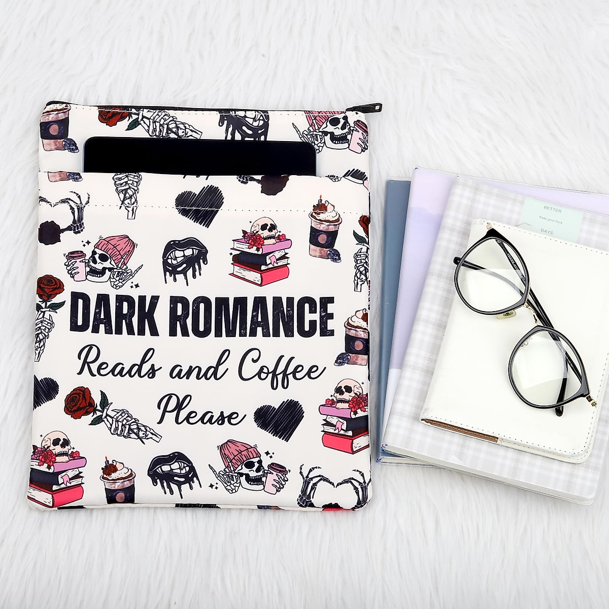 ENSIANTH Dark Romance Bookish Gift Smut Slut Book Sleeve Spicy Reading Gift Smutty Romance Readers Book Cover with Zipper (Litter Dark BS)