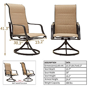 Top Space Patio Dining Chairs Textilene High Back Outdoor Swivel Rocker Set with All Weather Frame (Beige,Set of 2)