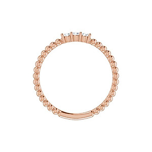 Solid 14k Rose Gold 1/10 Cttw Diamond Beaded Ring Band (.10 Cttw) (Width = 2.1mm) - Size 5