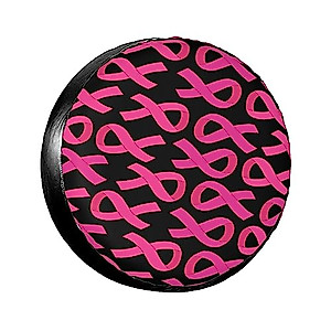 Breast Cancer Awareness Spare Tire Cover Wheel Protectors Weatherproof Wheel Covers Universal Fit for Trailer Rv SUV Truck Camper Travel Accessories 14 Inch in