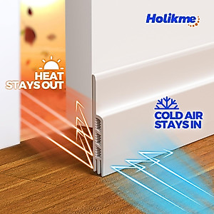 Holikme 2 Pack Door Draft Stopper Under Door Draft Blocker Insulator Door Sweep Weather Stripping Noise Stopper Strong Adhesive White 37" Length