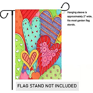 LHSION Happy Valentine's Day Garden Flag 12.5 x 18 Inch - Heart Garden Flag Decorative House Yard Double Sided Flag for Valentine's Day Decoration