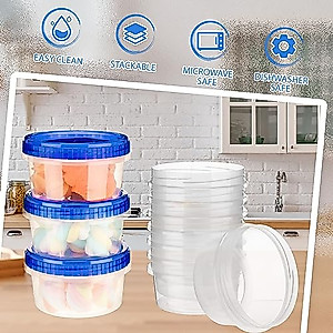 Yinkin 30 Pack Plastic Freezer Containers for Food Storage, Twist Top Food Soup Storage Containers with Lids, Stackable, Reusable, Leakproof, Airtight, Stackable, Microwave Safe (Blue)