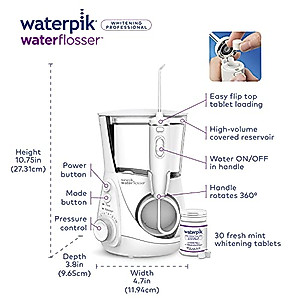 Waterpik Whitening Water Flosser, White (WF 05) Electric Oral Irrigator Flosser Whitens Teeth Gently
