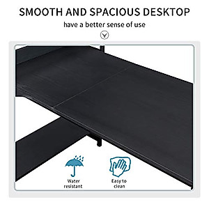 Henf Computer Desk with Bookshelf, Office Writing Desk with Desktop Display Shelves, MDF Metal Frame Modern Large Office Desk with Bookshelf Writing Table Study Workstation, Black