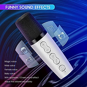 Sunkyn Karaoke Machine with 2 Wireless Microphones for Adults,Portable Bluetooth Speaker with Echo and Led Lights for Christmas Birthday Gift Home Party, Supports TF Card/USB/AUX(White)