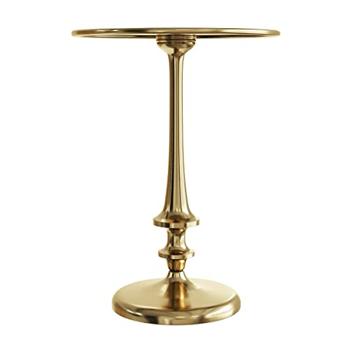 Lavish Home Side Table - Iron Pedestal Table with Antiqued Brass Finish for Couch, Loveseat, Entryway, or Bed - Vintage Living Room Furniture