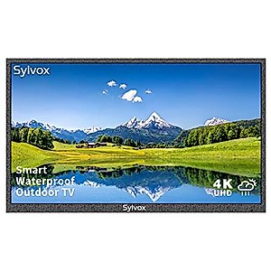 SYLVOX 55-Inch Outdoor TV, Smart TV Waterproof 4K LED Outdoor Television with Dual Speakers, Ultra-Thin High Resolution, Support Bluetooth & Wi-Fi, Commercial Grade Suitable for Partial Sun Areas