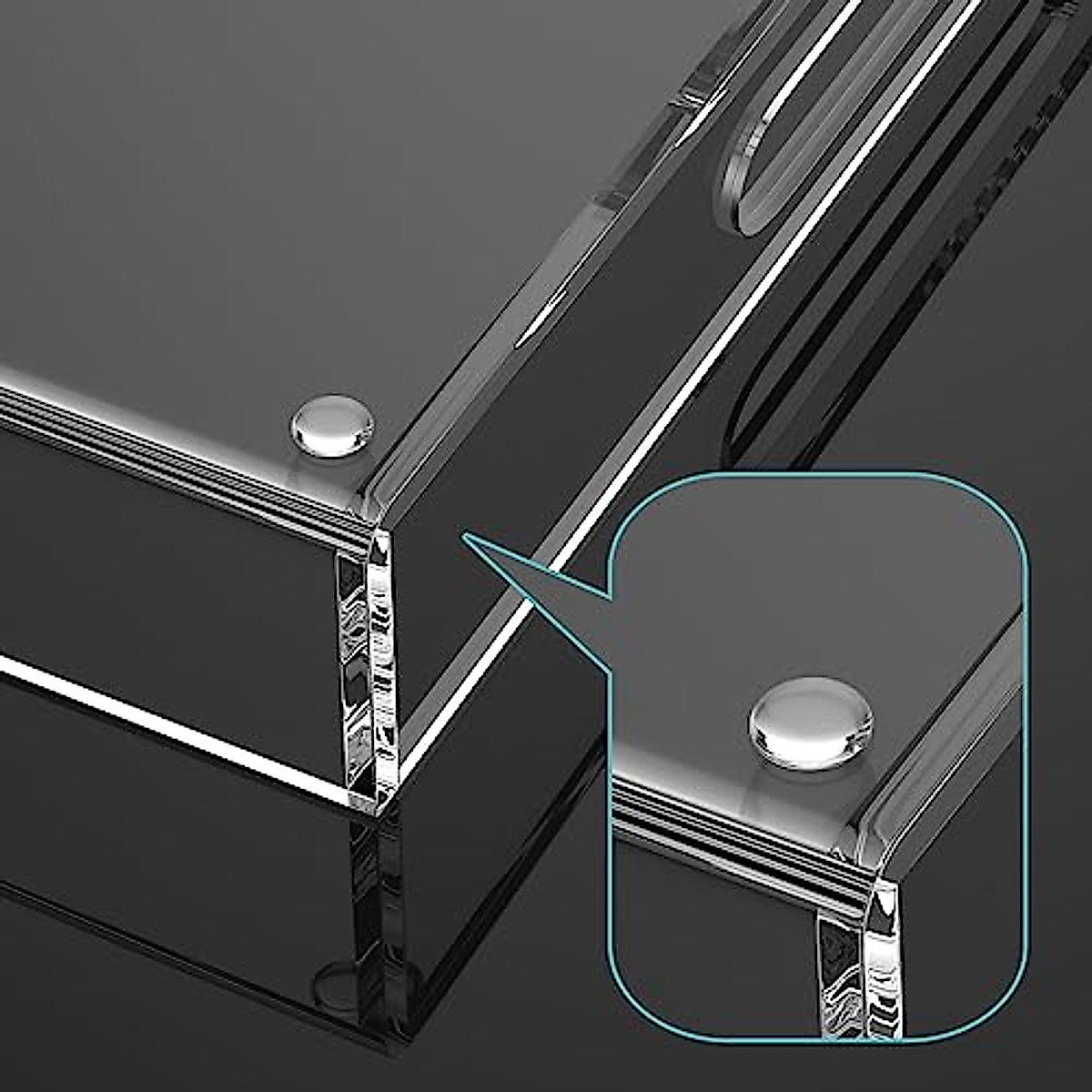 HIIMIEI Acrylic Tray, 16x20 Inches Clear Tray, Acrylic Serving Tray with Handles for Ottoman, Coffee, Appetizer, Breakfast, Bathroom (Clear)