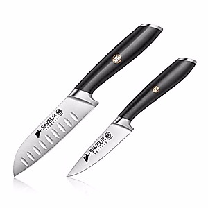 SAVEUR SELECTS 1026276 German Steel Forged 2-Piece Santoku and Paring Knife Set