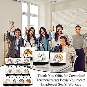10 Pcs Employee Appreciation Gifts Teacher Tote Bags Bulk Rainbow Canvas Bag Inspirational Quotes with Zipper Thank You Gifts Inspirational Gifts for Women Teacher Coworker