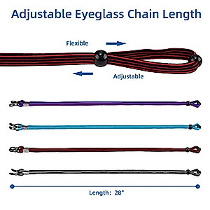 SCWJTF Eyeglass Straps, 4PCS Premium Nylon Adjustable Eyewear Retainers, Anti-slip Eyeglass Lanyard, Sport Unisex Sunglass Eyeglass Chains for Men and Women's, Free 3 Gifts