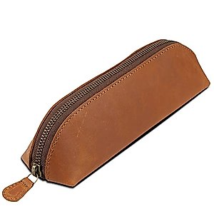 The Antiq TheAntiq: Pencil Pouch, Zipper Pencil Case, Leather Pencil Case, Pencil Bag Pouch With Zipper Pen Holders Handmade MRD-ZPC-003 0