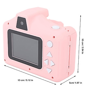 Mini SLR Children Digital HD Camera, 1000mAh Lithium Battery Kids Digital Photo Camera IPS Screen 12 Languages High Definition for Children (Pink)