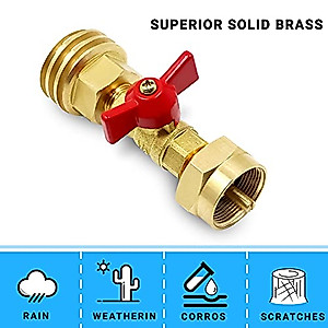 LONGADS 1lb Propane Tank Adapter with Valve, 20lb to 1lb Propane Adapter for 1lb/16.4oz Disposable Throwaway Cylinder, Hook Up Small Propane Tanks When 20lb Ran Out, Solid Brass