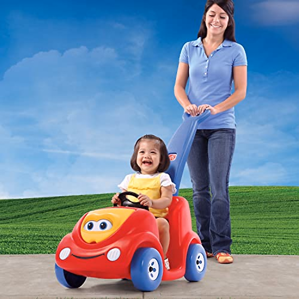 Step2 Push Around Buggy Ride On Toddler Push Car, Red – Ride On Toy with Included Safety Belt, Comfortable Handle, Realistic Wheel for Pretend Play – Push Toy Makes a Great Stroller Alternative