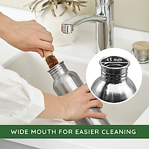 Bambaw 32 oz Water Bottle | Metal Water Bottle | Non-insulated Single Wall Stainless Water Bottle | Steel Water Bottle | Stainless Steel Water Bottles | Travel Water Bottle | 1 Liter Water Bottles