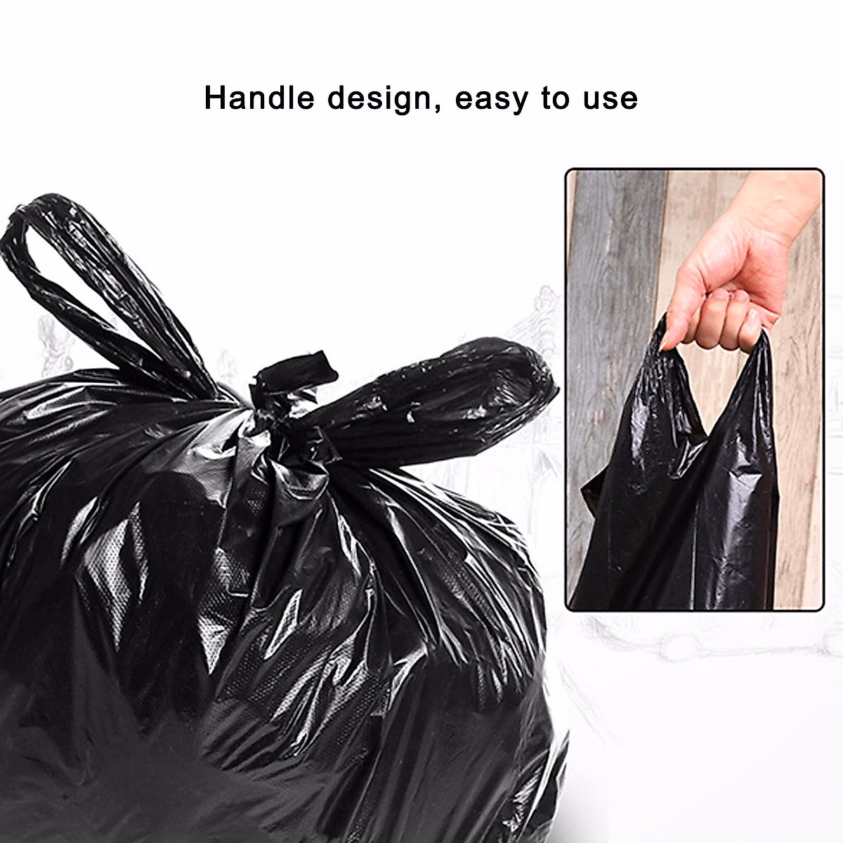 Small Trash Bags, Strong Black Garbage Bags, Unscented Thicken Bin Liner for Bedroom Home Kitchen (2 Gallon 100 Count)