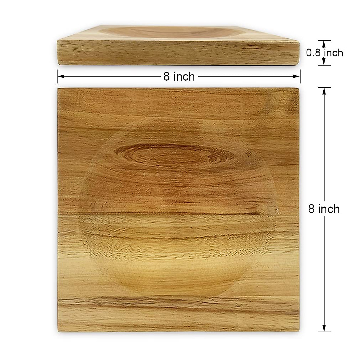 Farmhouse Kitchen Decor Acacia Wood Cutting Block with Hollow Center, Cheese Board Onion Board Vegetable Board Chopping Board Salad Bowl Mincing Tools, Birthday Housewarming Gifts, 8x8 Inch