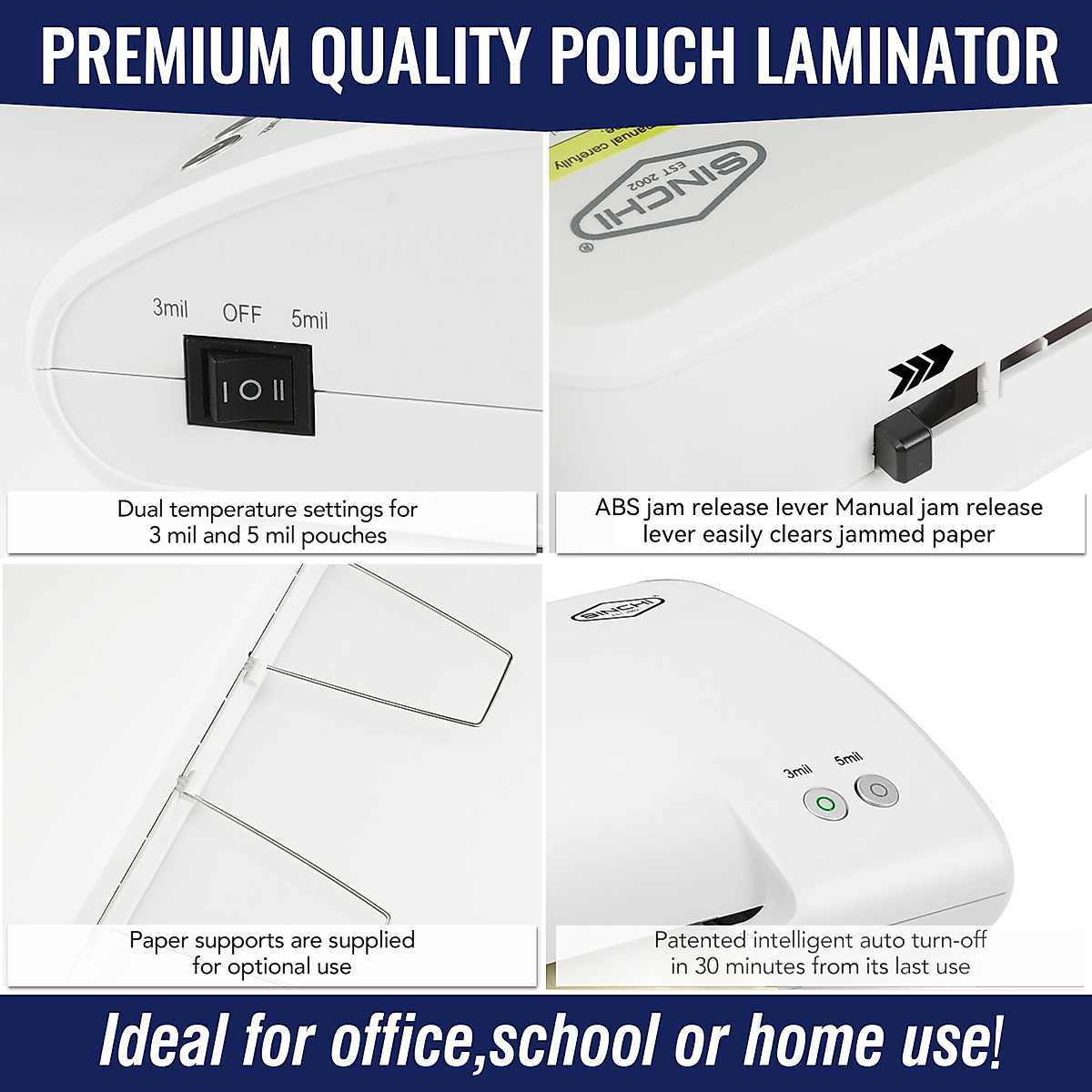 SINCHI 40-Second Warm-up, High Speed, 13-inch Laminating Machine for Business/Office/School/Home, Never Jam Thermal Laminator Machine with Laminating Sheets Starter Kit