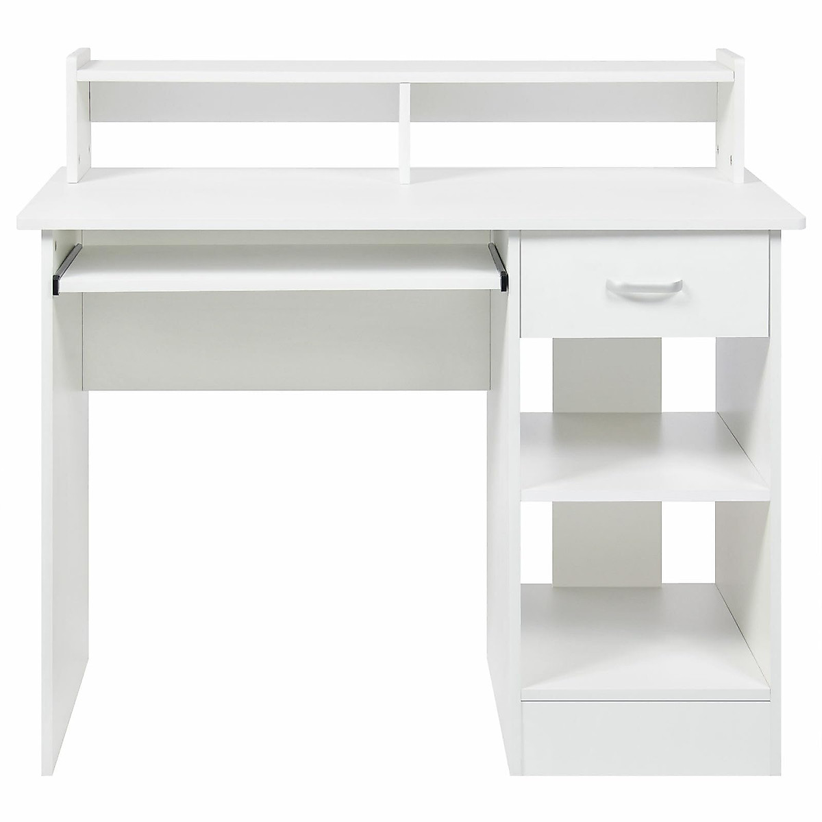 Computer Desk Student Desk Home Office Writing Table with Drawer Shelves, White