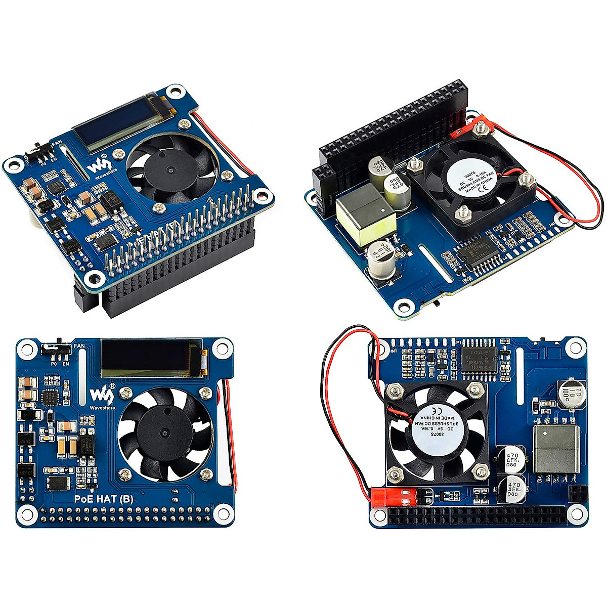POE HAT (B) for Raspberry Pi 4B/3B+,Power Over Ethernet HAT with 0.91" OLED,Support 802.3af PoE Network,802.3af Power-Sourcing Equipment Required