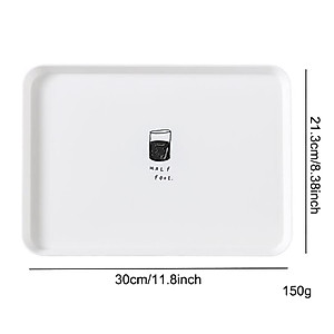 AKOAK 1 Pack Nordic Style Rectangular Plate Home Simple Breakfast Tray, Plastic Tea Tray Dinner Plate Dessert Tray