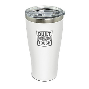 iPick Image Made for Ford Built-Ford-Tough Laser Etched Logo White Stainless Steel Travel Tumbler Mug