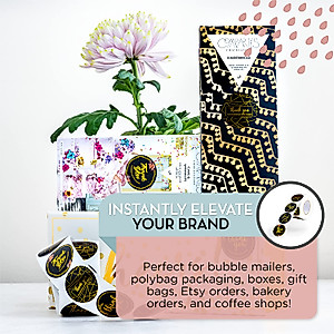 Peachy + Peony - 1.5 Inch Thank You Stickers Small Business - 500 Waterproof Gold Foil Thank You Labels for Packaging, Mailers, Etsy, Bakery – Thank You for Supporting My Small Business Stickers Roll