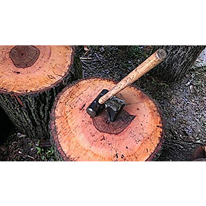 Edward Tools Diamond Wood Splitting Wedge - 4 LB Steel 4 Way Log Splitter - Torpedo/Grenade Wedge Design Splits Firewood into 4 Pieces - Less Effort Manual Maul Log Splitting
