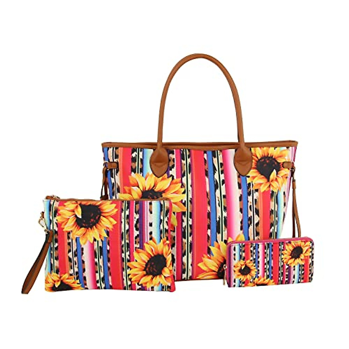 Sunflower Handbag 3 Piece Set Tote, Clutch, and Wallet - LPR0361W - MT