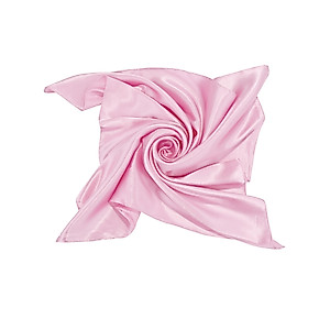 SATINIOR Silk Like Neck Scarf Square Scarf Satin Headscarf ascot Neck Scarves for Women(23.62 x 23.62 Inches,Pink)