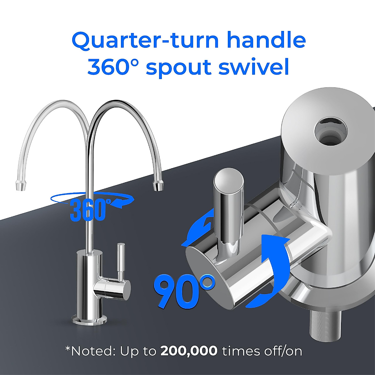 Waterdrop Polished Chrome Filtered Water Faucet, Drinking Water Faucet, Reverse Osmosis Faucet, RO Faucet, RO Water Faucet, Water Filter Faucet for Kitchen Sink, Stainless Steel, Lead-Free