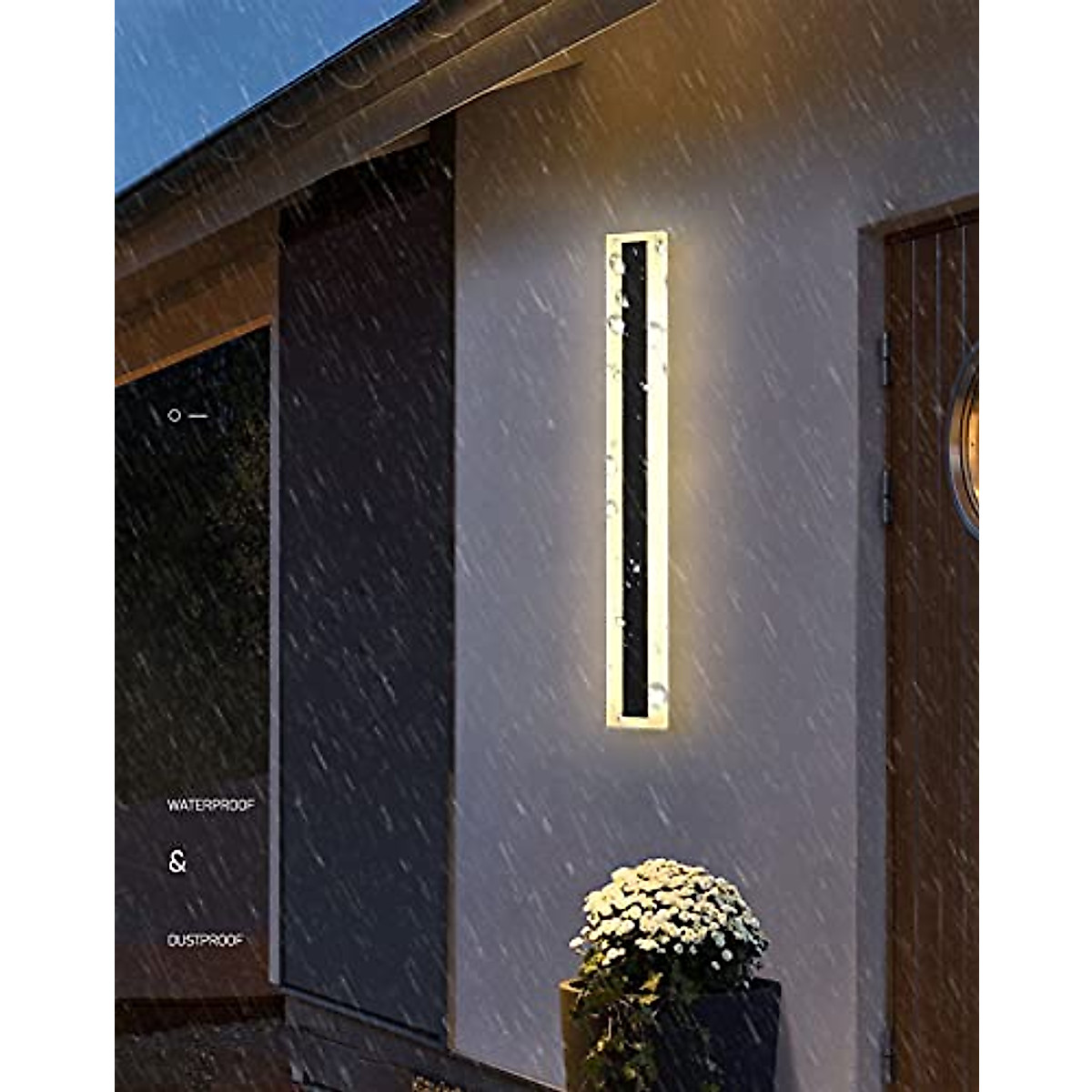 Aidenkid Long Wall Lamp Modern LED Waterproof IP65 Outdoor Wall Mount Lighting Fixture Garden Porch Sconce Lantern Sconces Luminaire/Bedroom Bedside Licht 48inch Cold White