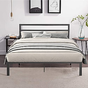 Ochangqi 14 Inch Queen Size Bed Frame Metal Platform Bed with Spindle Headboard Footboard/Mattress Foundation/No Box Spring Needed/Underbed Storage Space/Steel Slat Support/Easy Set up, Black