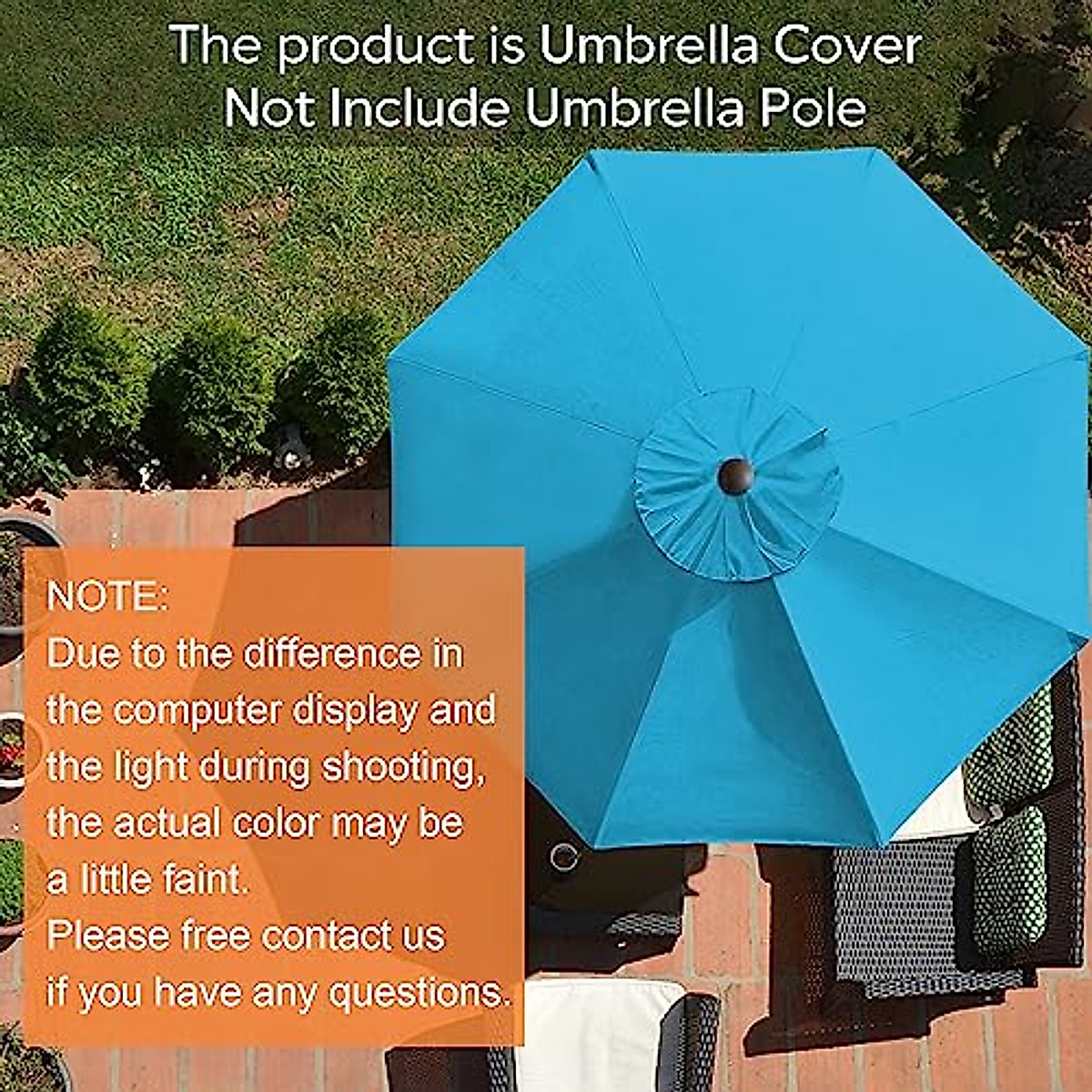 EliteShade 9ft Patio Umbrella Market Table Outdoor Deck Umbrella Replacement Canopy Cover(Canopy Only)(Sky Blue-35)