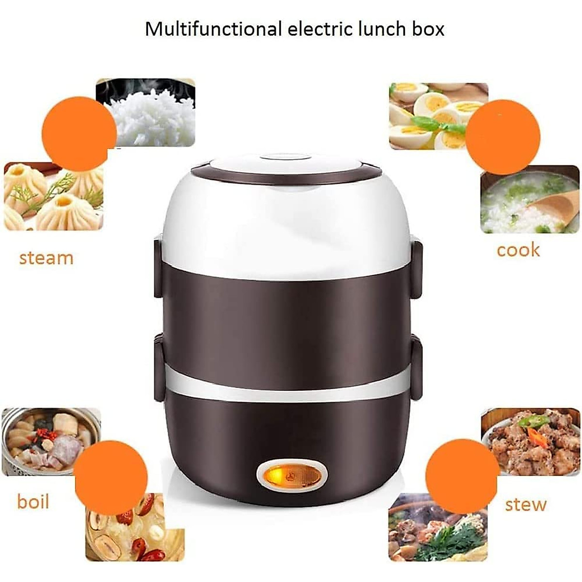 Lunch Boxes, Portable 3-Layer Electric Lunch Box 2L Heat Steamer Pot Heating Rice Cooker Food Insulation Rice Cooker 110v 200w Stainless Steel lunchbox