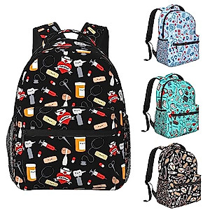 Junong Nurse Doctor Dentist Teacher Backpack Large Capacity Laptop Bags Waterproof Lightweight Nurse Accessories for Work Medical Home Health Travel Clinical Bag Nurses Gifts Stuff CNA