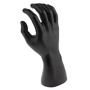 Dovewill Plastic Male Mannequin Right Manikin Arm Hand for Jewelry Bracelet Watch Ring Display Holder Stand Dummy Model Free Standing Black White - Black