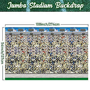 3 Pack Plastic Deck Stadium Photography Backdrop Decorations for Sports Theme Birthday Party, Football Baseball Soccer Backdrop Game Day Photo Booth Background Wallpaper Party Supplies, 54 x 108 Inch