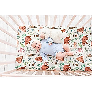 4 Pack N Play Sheets Woodland Forest Animals Wood Neutral Unisex Fitted Baby N Play Sheets Fitted for Standard Pack and Plays and Mini Cribs Set for Baby Boys or Girls