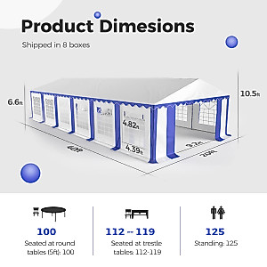 Quictent 20x40 Party Tent Heavy Duty PVC Large Commercial Vinly Canopy Wedding Big Event Shelter, Stripe Blue&White
