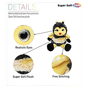 DolliBu Sitting Bee Plush - Super Soft Bee Insect Stuffed Animal, Cute Realistic Stuffed Animal Bee Plush Toy for Boys and Girls, Adorable Insect Plush Bee Gift for Baby, Kids, and Adults - 7 Inches